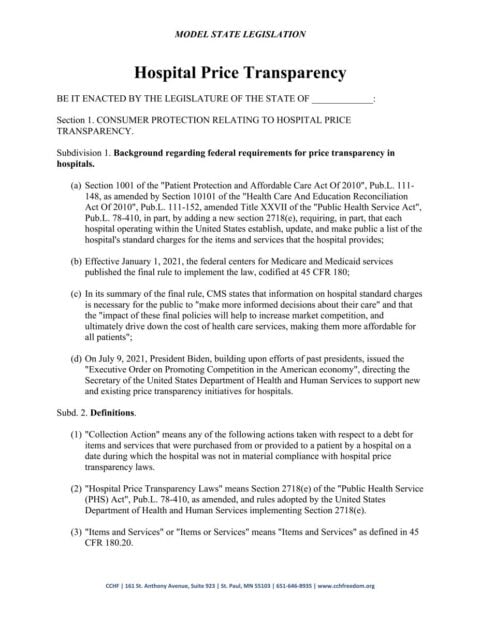 Hospital Price Transparency - Citizens' Council For Health Freedom